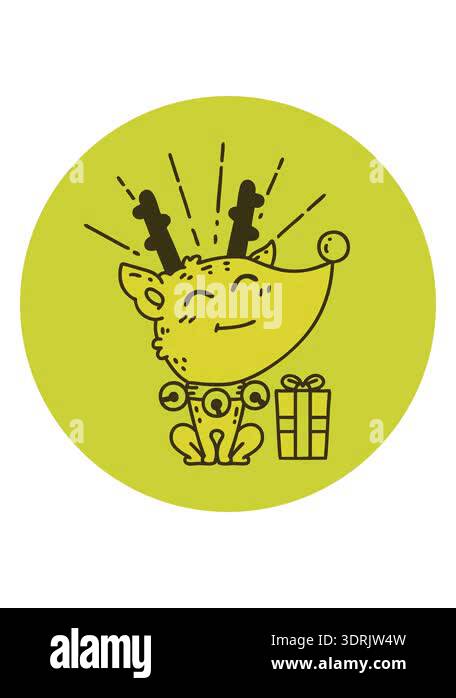 changing color animation of icon of a tattoo style christmas reindeer ...