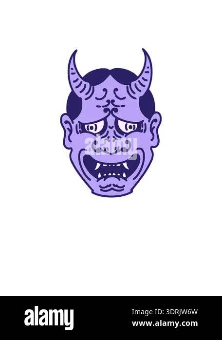 rise and float animation of a japanese theatre kabuki demon mask Stock ...
