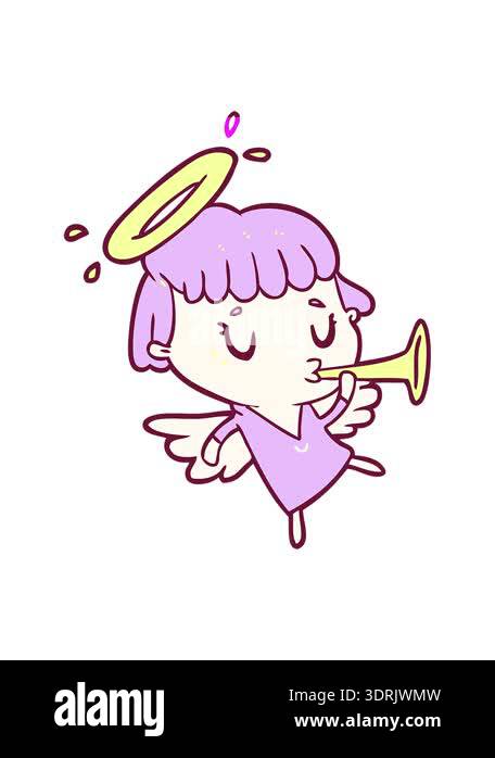 power up animation of cute cartoon angel in bright glow color Stock ...