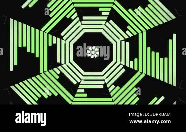 A mesmerizing abstract video loop featuring a tunnel of glowing green ...