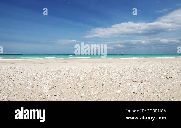 Sunny Bright Day Showcases A Scenic Ocean View With A Sandy Shoreline ...