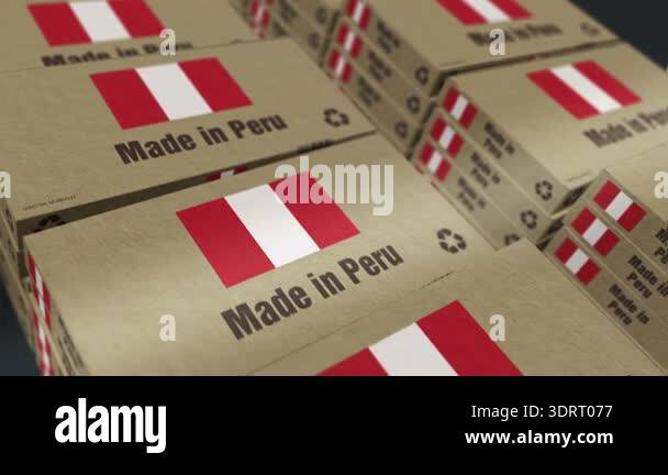 Made in Peru box production line. Peruvian export import Cardboard pack ...