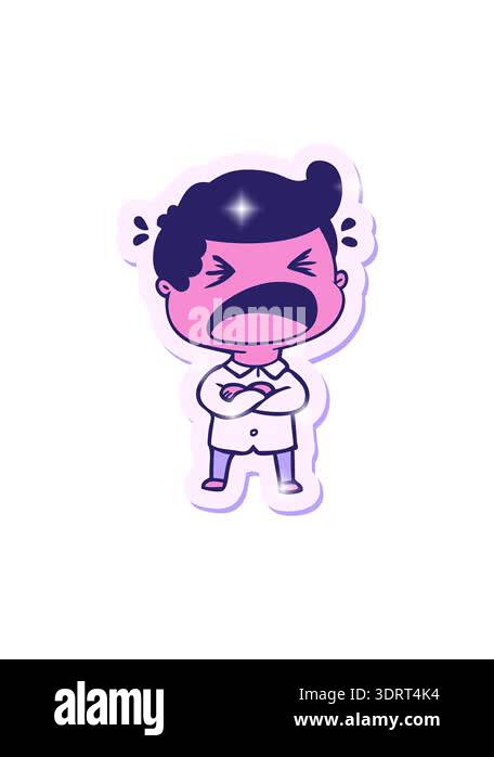 glitter effect animation of sticker of a cartoon shouting man Stock ...