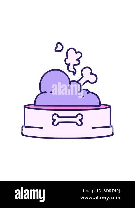 spinning motion animation of cartoon of a dog food bowl with bone Stock ...