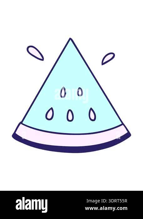 shivering motion animation of hand drawn quirky cartoon watermelon ...
