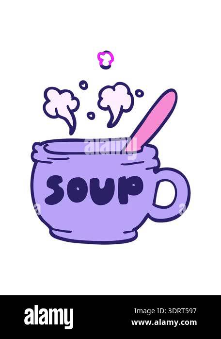 power up animation of cartoon doodle of hot soup Stock Video Footage ...