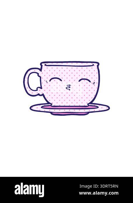 spinning motion animation of cartoon tea cup Stock Video Footage - Alamy