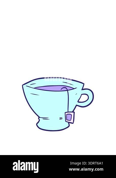 stretching up animation of cup of tea cartoon Stock Video Footage - Alamy