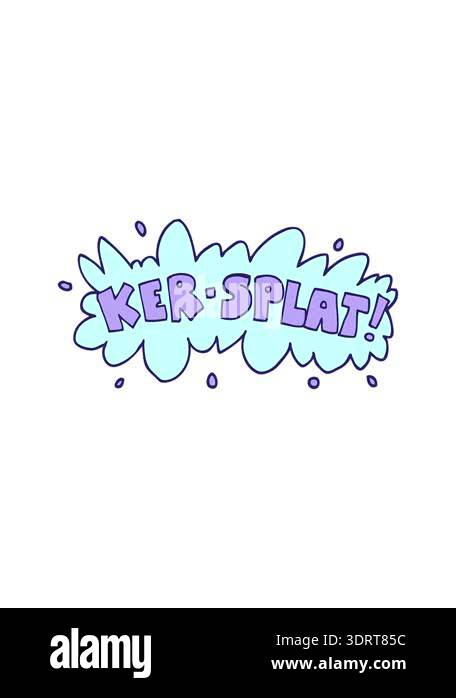 popping motion animation of cartoon doodle words ker splat Stock Video ...