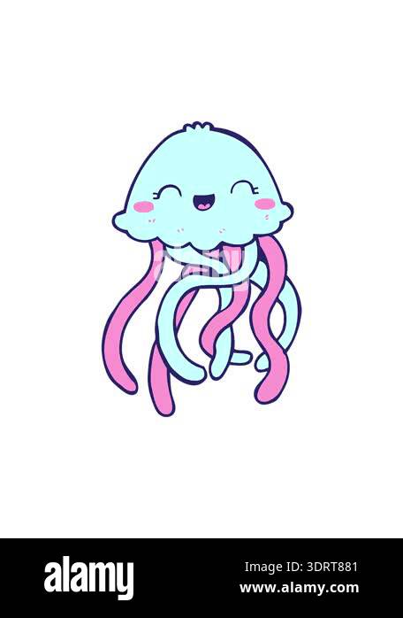 spinning motion animation of cute cartoon jellyfish Stock Video Footage ...
