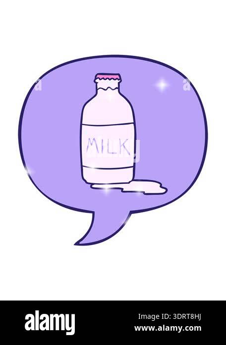 glitter effect animation of cartoon pint of fresh milk with speech ...