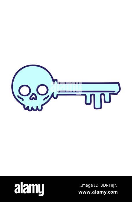 jiggle and pause animation of cartoon of a spooky skeleton key Stock ...