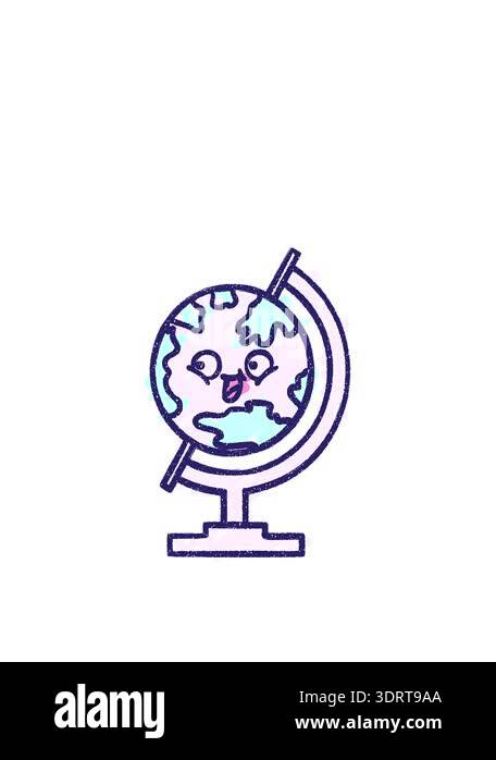 stretching up animation of Geography Globe Chalk Drawing Stock Video ...