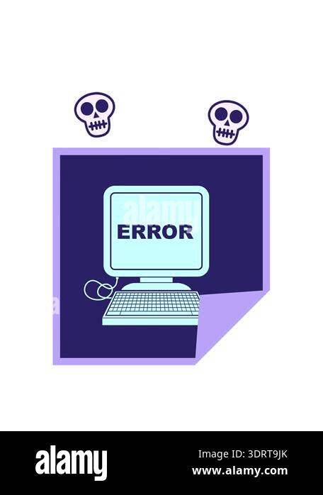 spinning skulls animation of computer error vector illustration square ...