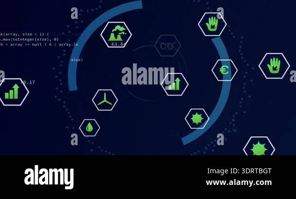 Upon code scrolling and hexicons shifting HUD rings forming, orbiting ...