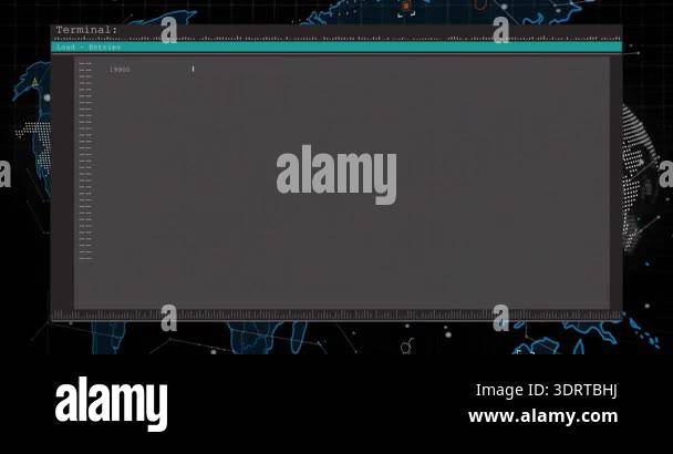 After one-second delay, terminal sliding into view, scrolling SQL code ...