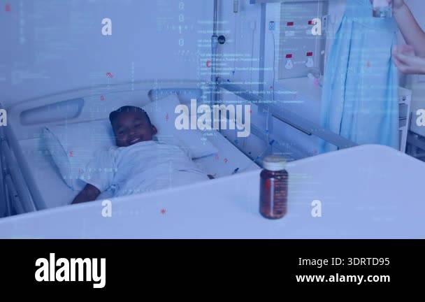 Nurse placing water and pills on hospital overbed table then offering ...
