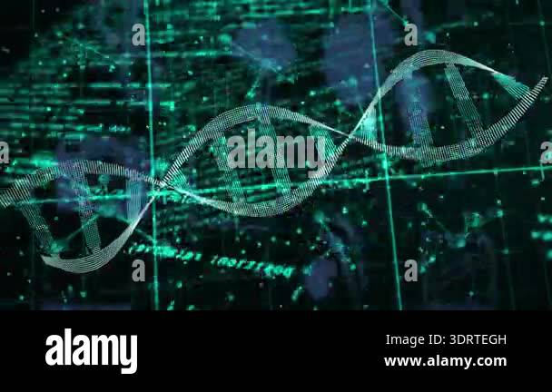 Sequence starting DNA helix floating on grid code streaming linking ...