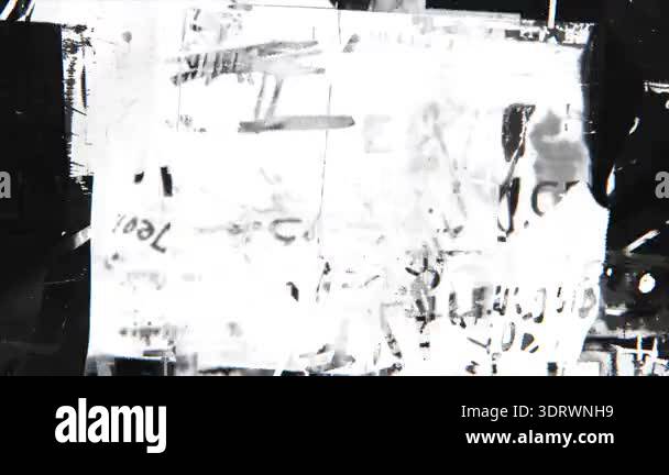High Contrast Black White Glitch Typography Collage, Overexposed Print ...