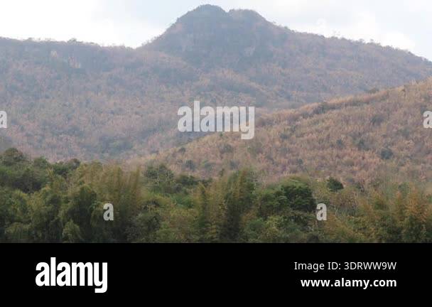 A scenic landscape of a large mountain range covered with diverse ...