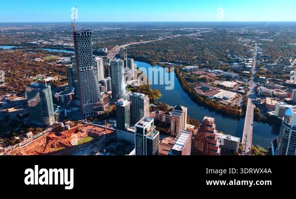 Austin, USA, 21 November 2025: Aerial view of Austin skyline with ...