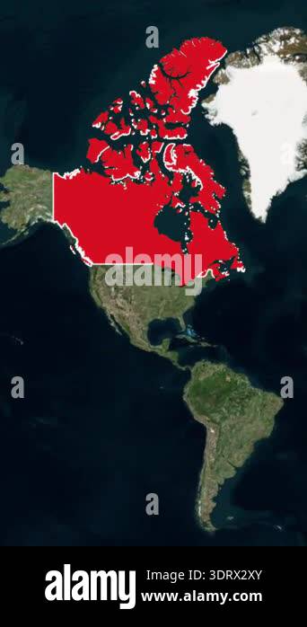 Canada Country Highlighted and Zoomed World Map Background. Diplomatic ...