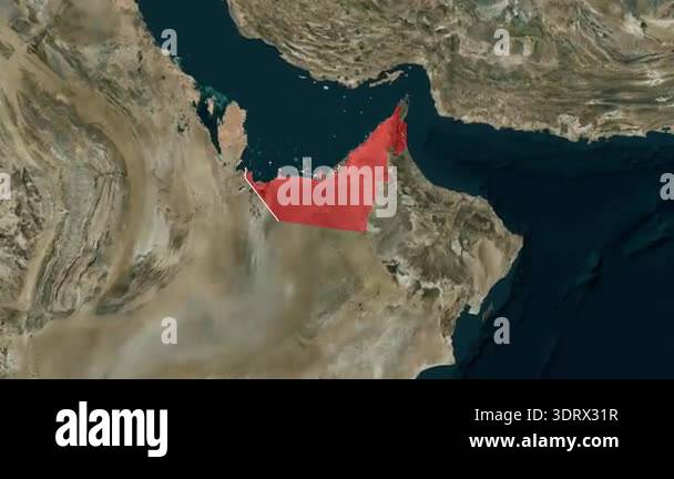 United Arab Emirates Country Highlight and National Border Zoom Effect ...