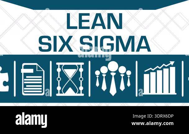 Lean Six Sigma concept animation with text and business related symbols ...