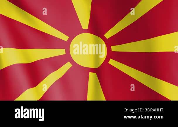 Flag of North Macedonia animated background. Symbol of the Macedonian ...