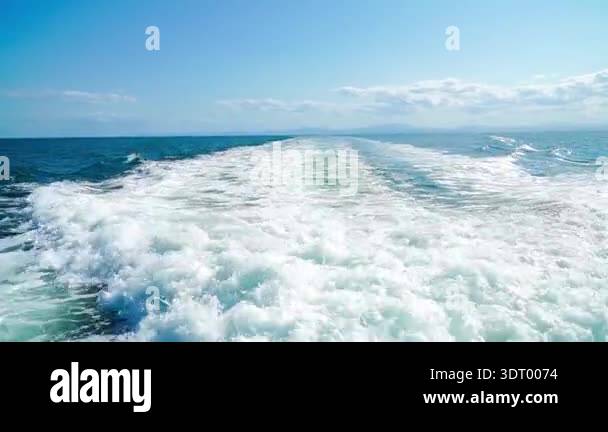 Open ocean ship, view of horizon, gentle waves and sea water, endless ...