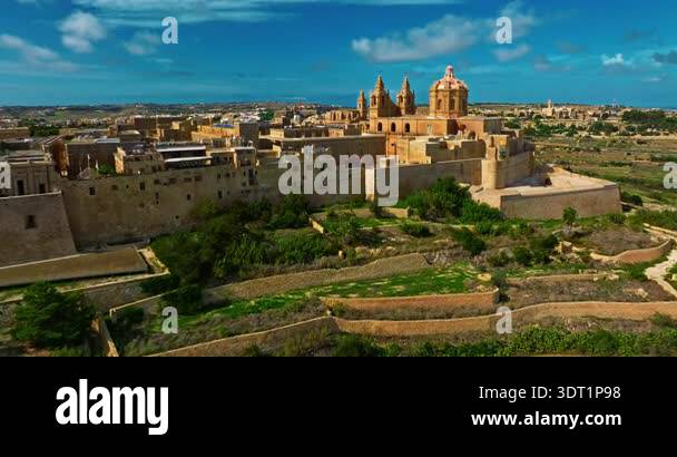 Aerial view of Mdina. A beautiful historic city with centuries of ...