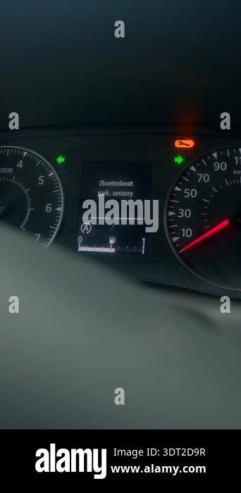 Car panel alert, Vehicle dashboard showing warning signals and sensor ...