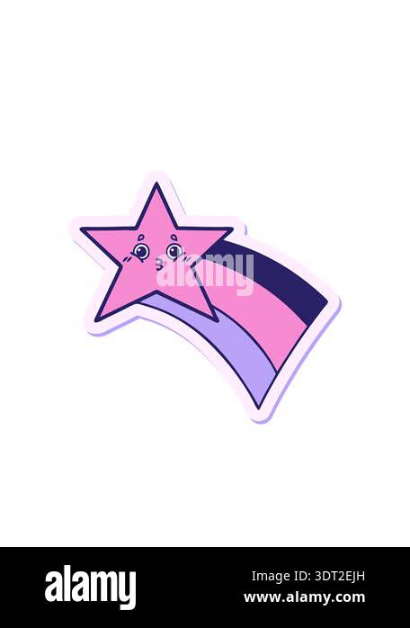 blinking radial lines animation of sticker cute cartoon shooting ...