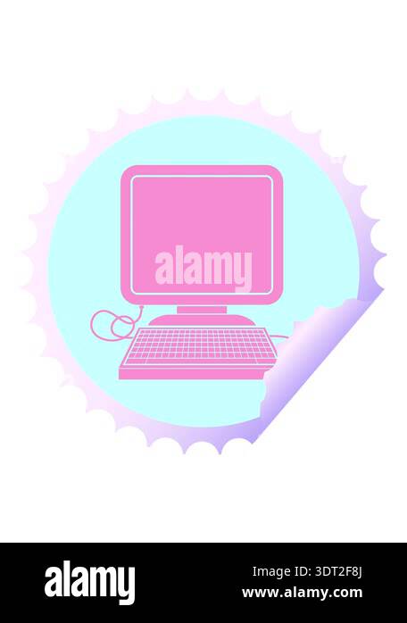 shine light effect animation of computer with mouse and screen circular ...