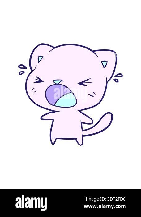 power up animation of cute cartoon cat crying Stock Video Footage - Alamy