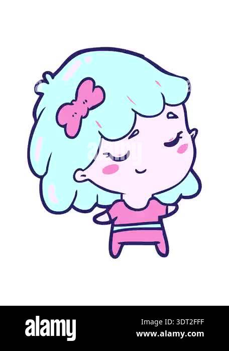 shivering motion animation of cute cartoon happy girl Stock Video ...
