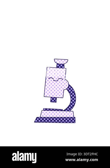 rise and float animation of comic book style cartoon of a microscope ...