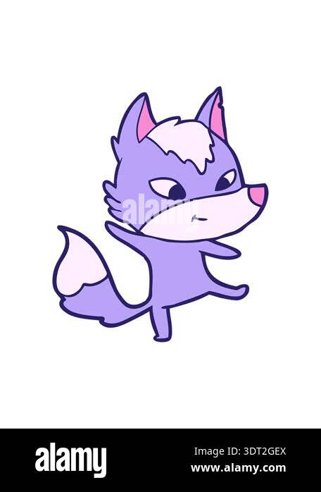 jiggle and pause animation of friendly cartoon wolf dancing Stock Video ...