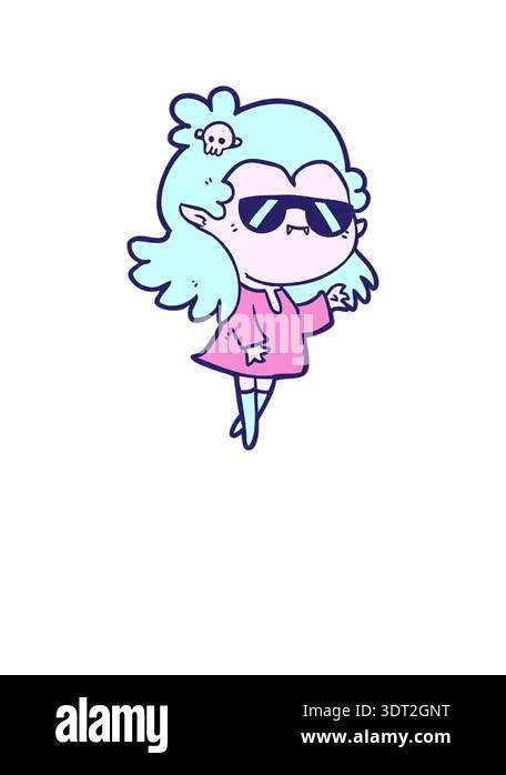 rise and float animation of cute cartoon cool vampire girl Stock Video ...