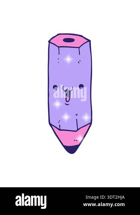 glitter effect animation of happy cartoon pencil Stock Video Footage ...