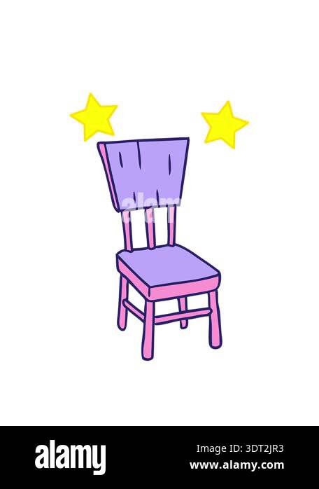 spinning stars animation of hand drawn cartoon doodle of a wooden chair ...