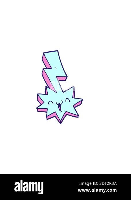 horizontally vibrating animation of cartoon lightning bolt Stock Video ...