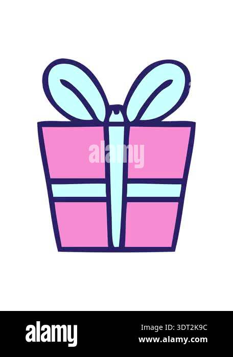 pixelize effect animation of a hand drawn quirky cartoon present Stock ...