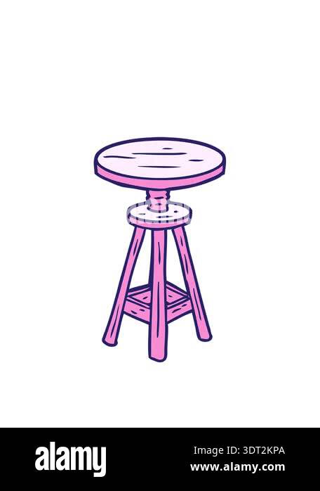 stretching up animation of cartoon adjustable artist stool Stock Video ...
