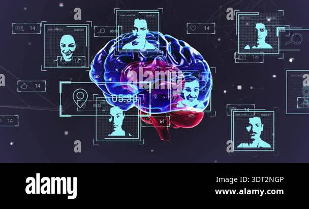 Brain floating starting profile cards forming with counts climbing ...