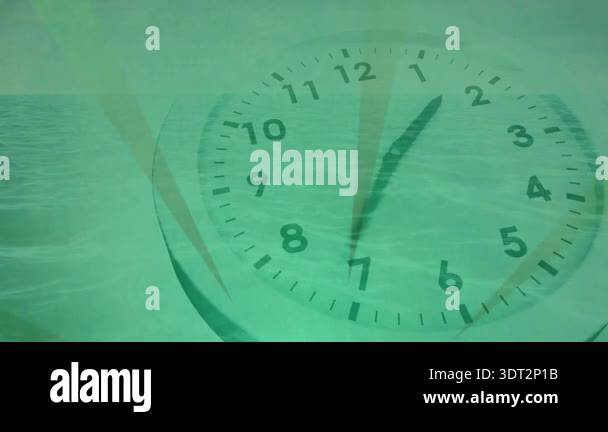 On start analog clock hands shifting with second hand advancing ...
