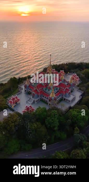 Wat Tang Sai Temple sits majestically by the sea, showcasing intricate ...