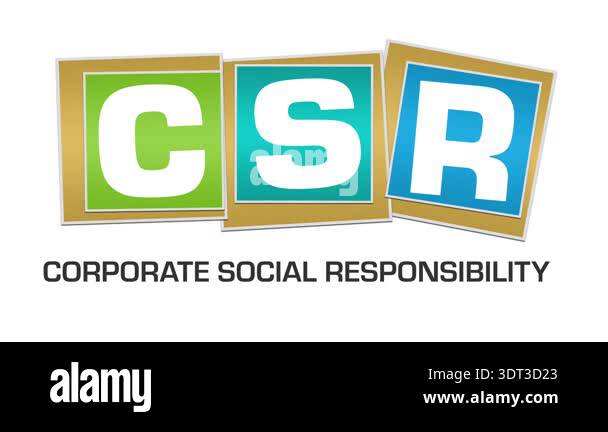CSR - Corporate Social Responsibility concept animation with text over ...