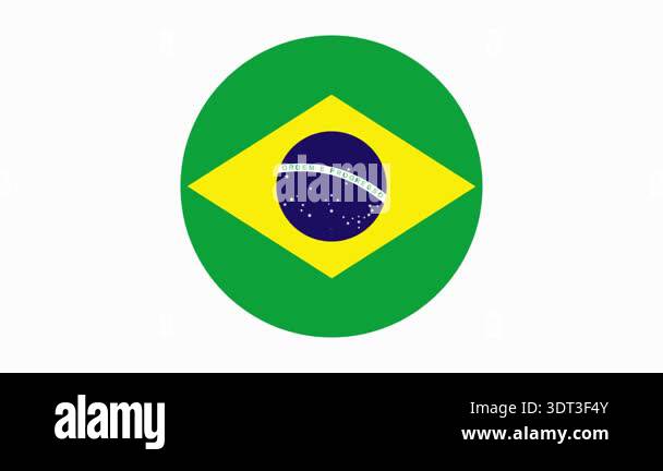 Brazil Round Flag Motion Graphic. Simple Appear and Exit Animation for ...