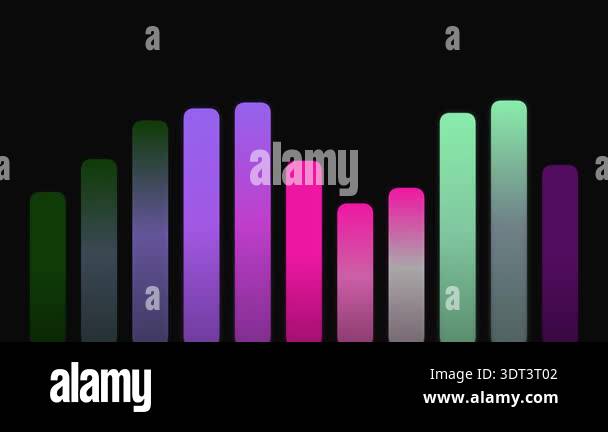 Vibrant, colorful audio equalizer bars move rhythmically to sound ...